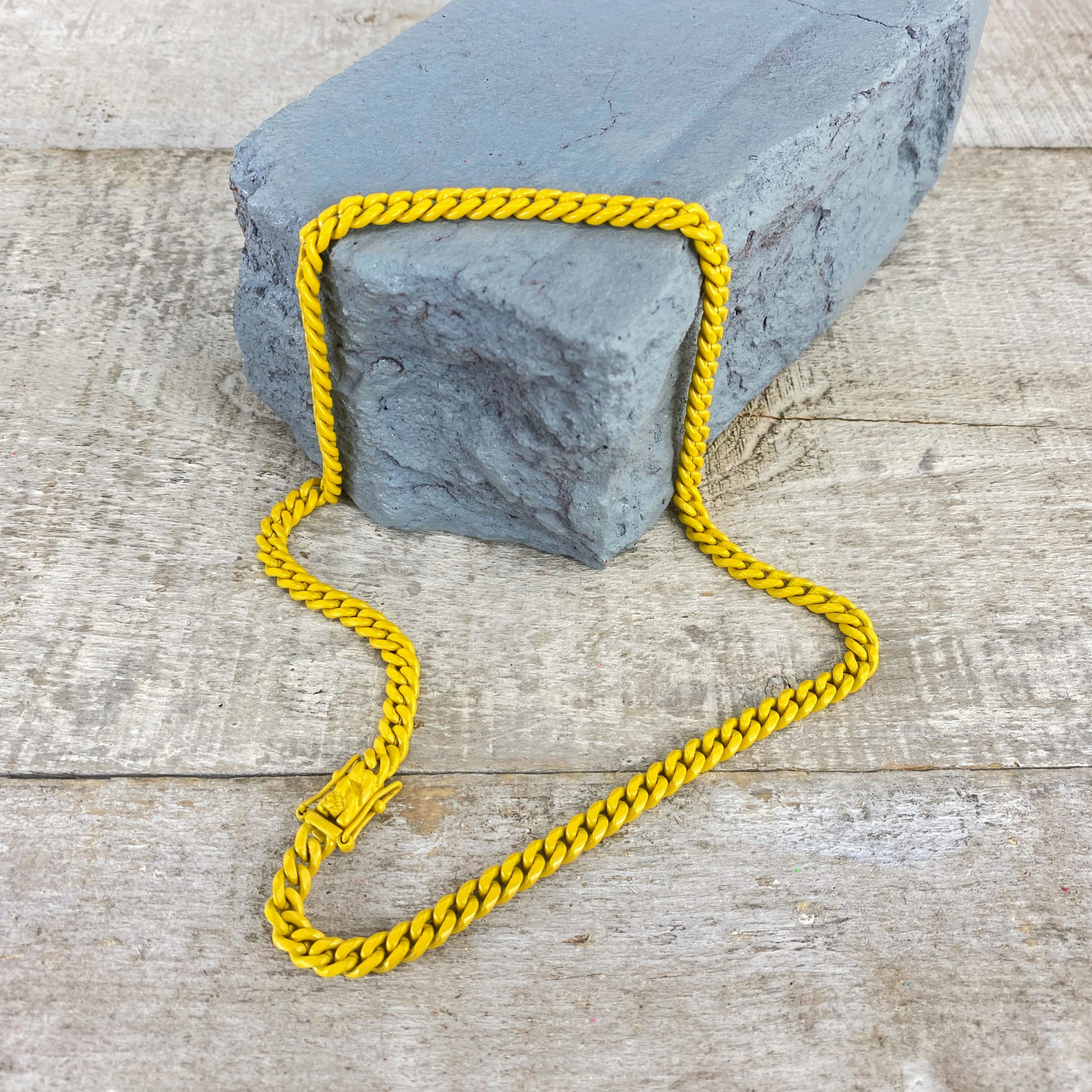 The Canary Yellow Cuban Link Chain - Caramelo Chains